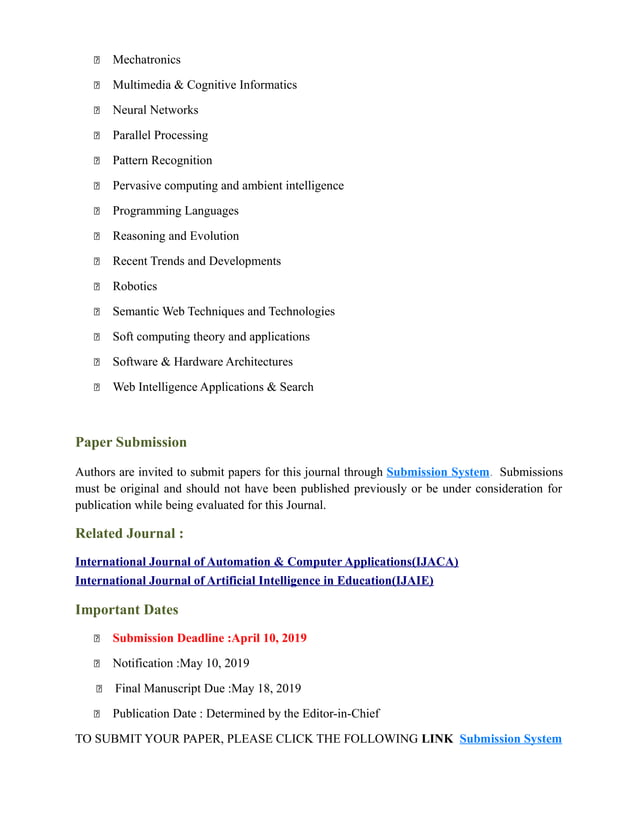 International Journal of Advances in Artificial Intelligence(IJAAI) | RTF