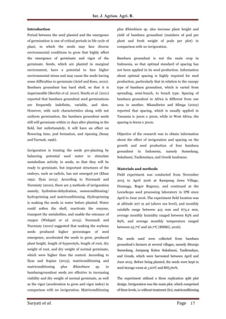 Effects of invigoration and spacing on growth and seed production of ...