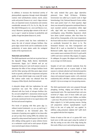 Response of maize productivity to nitrogen fertilizer and spraying with blue green algae extract ...