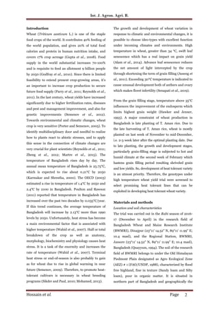 Spring wheat genotypes exhibit physiological and yield potentiality ...