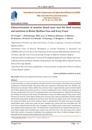 Characterization of monitor lizard meat uses for food security and ...