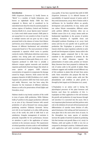 Effect of different amino acids on the morphology and bio-chemical ...