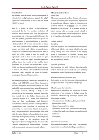Morpho-biometric characterization of the indigenous Djallonke sheep in Ngaoundere (Adamawa ...