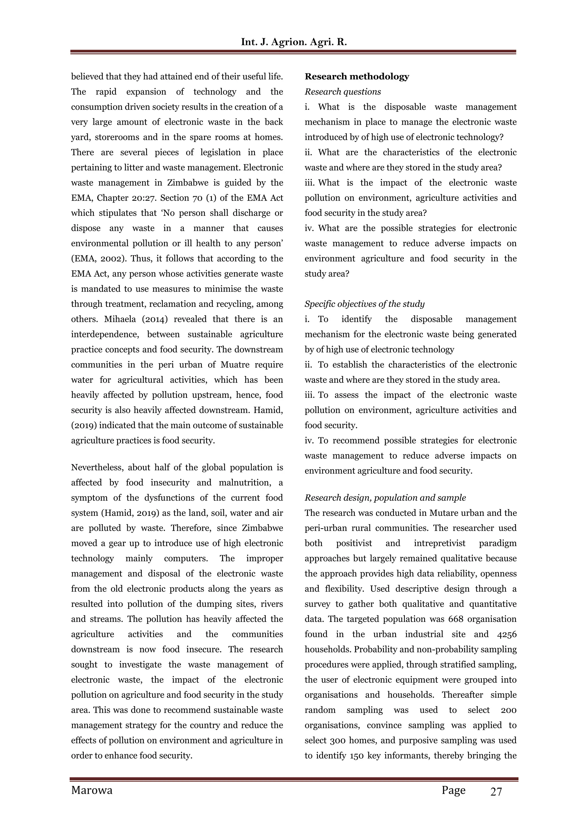 Need for sustainable solution: Environment, rural agriculture and food ...