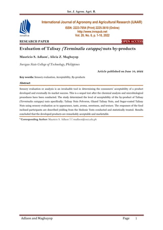 Evaluation of Talisay (Terminalia catappa) nuts by-products | PDF