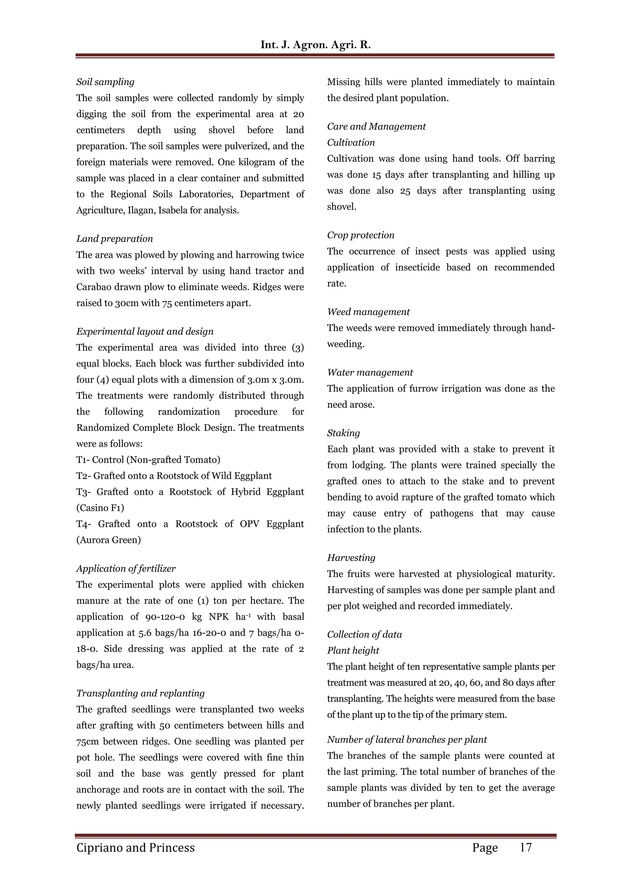 Productivity of grafted tomato using different sources of eggplant ...