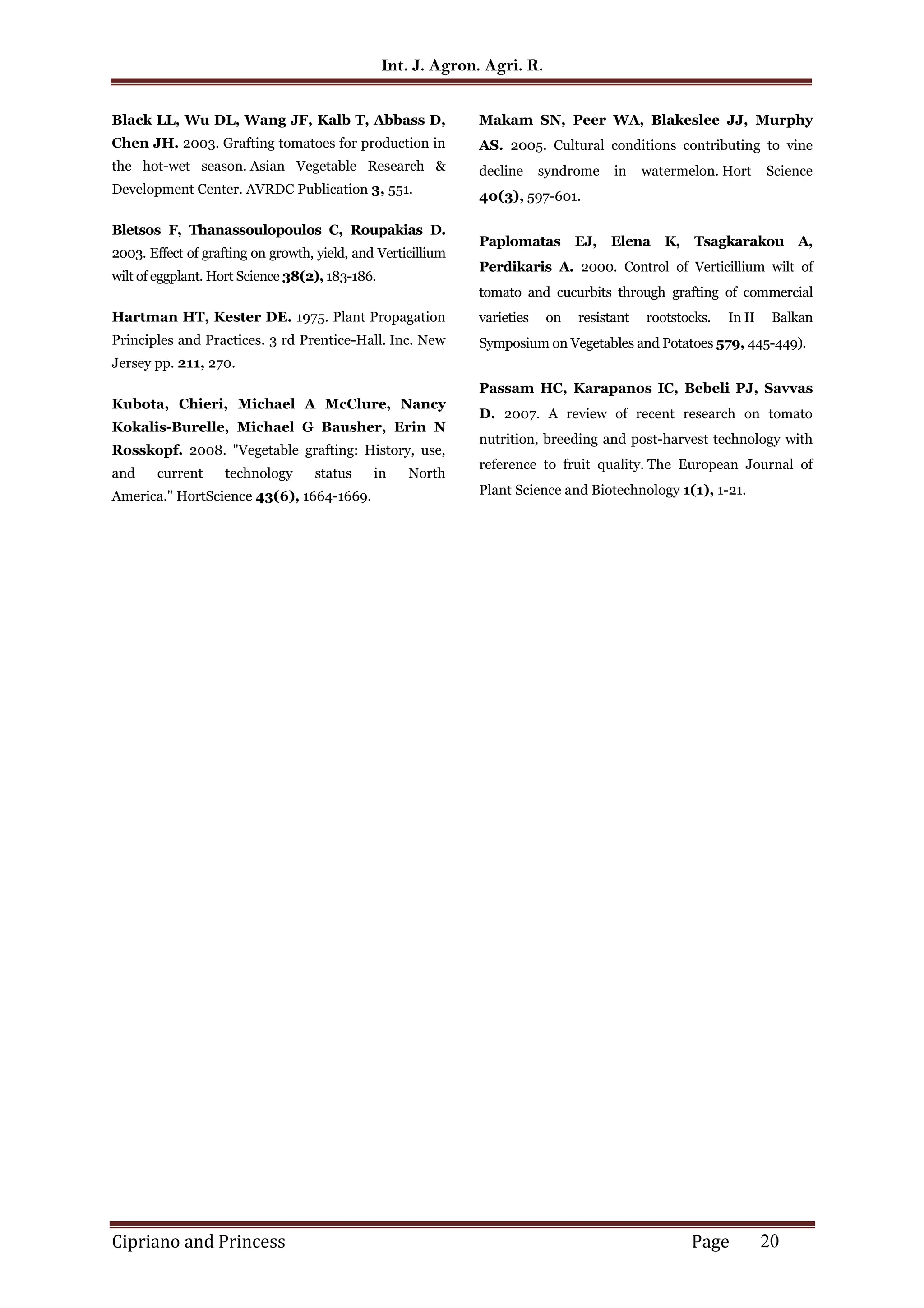Productivity of grafted tomato using different sources of eggplant ...