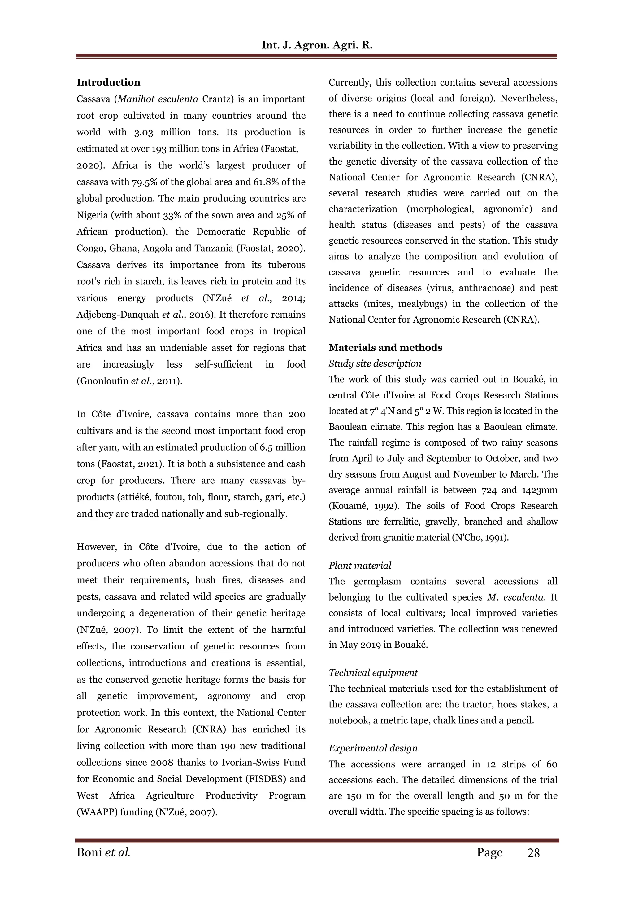 Evolution and health status of Cassava (Manihot esculenta Crantz ...