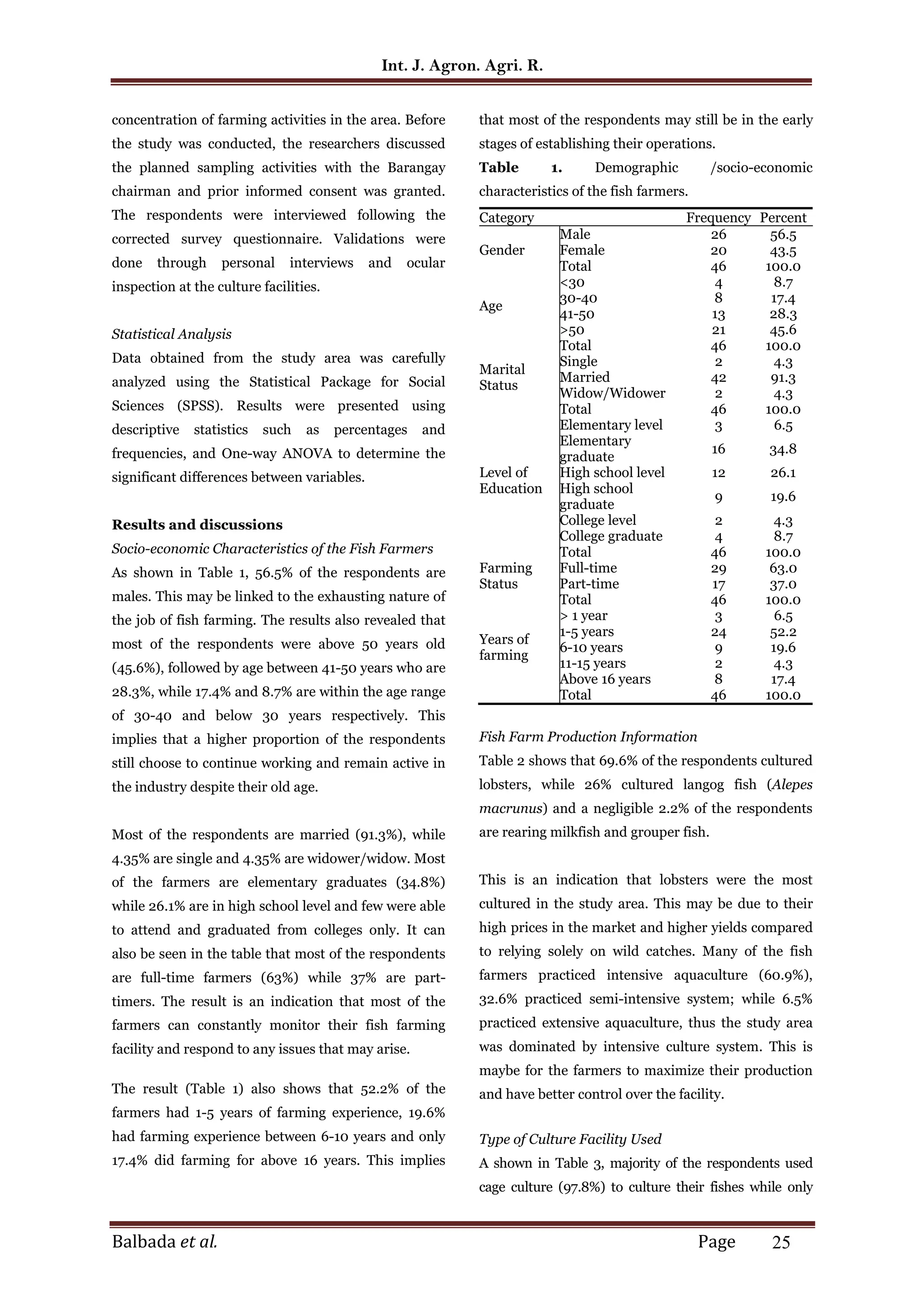 Aquaculture facilities used by farmers in Barangay Day-asan, Surigao City, Philippines | PDF