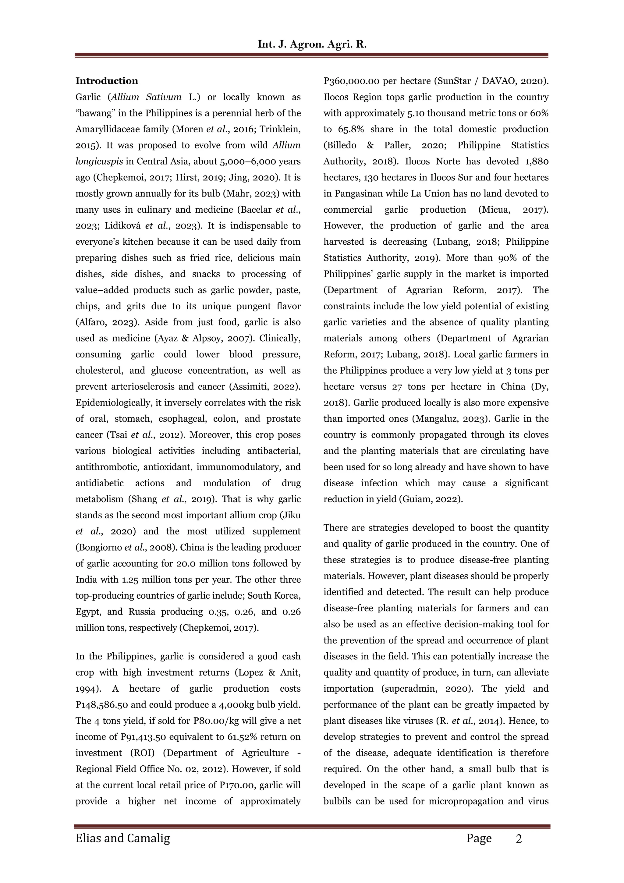 Growth and yield performance and viral disease screening of Philippine ...