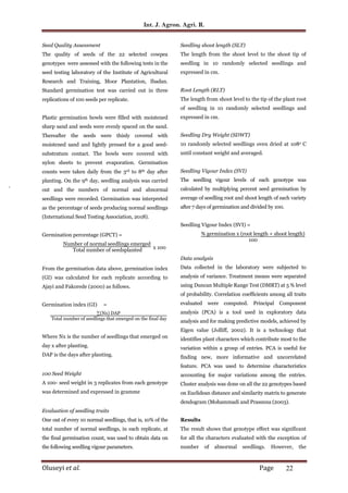 Varietal differences in seed germination and seedling vigour characteristics in local and ...