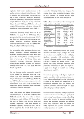 Varietal differences in seed germination and seedling vigour characteristics in local and ...