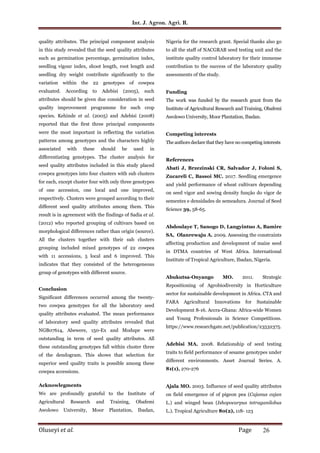 Varietal differences in seed germination and seedling vigour characteristics in local and ...