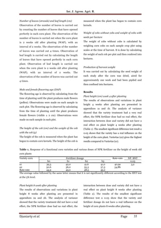 Response of two functional corn varieties to various NPK fertilizer ...