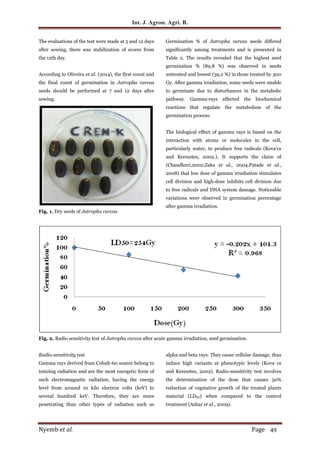 Effects of 60Co gamma radiation doses on seed germination of Jatropha ...