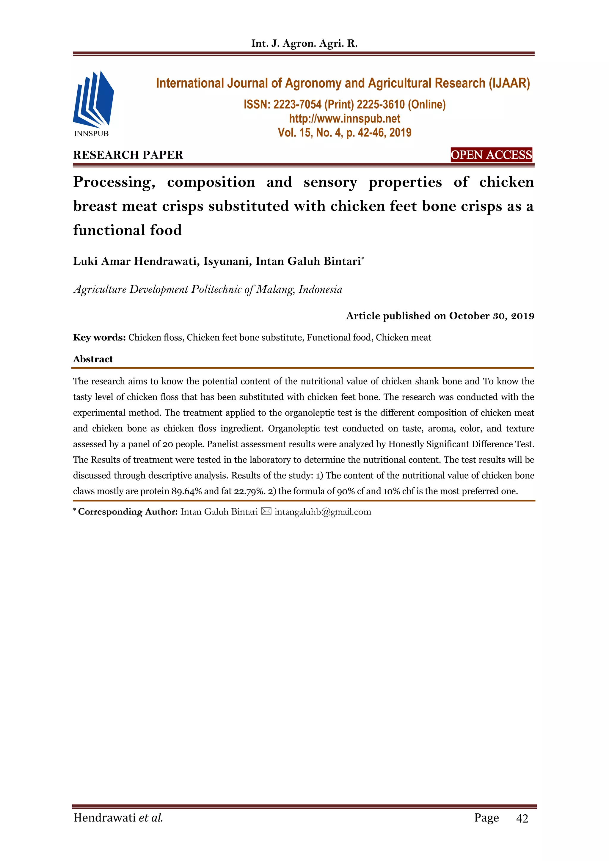 Processing, composition and sensory properties of chicken breast meat ...