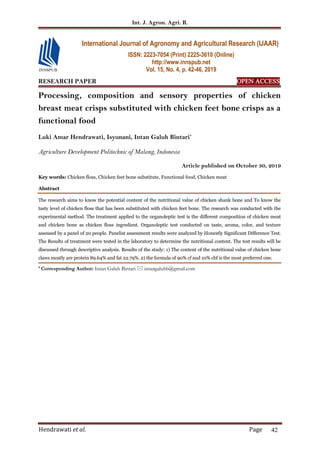 Processing, composition and sensory properties of chicken breast meat ...