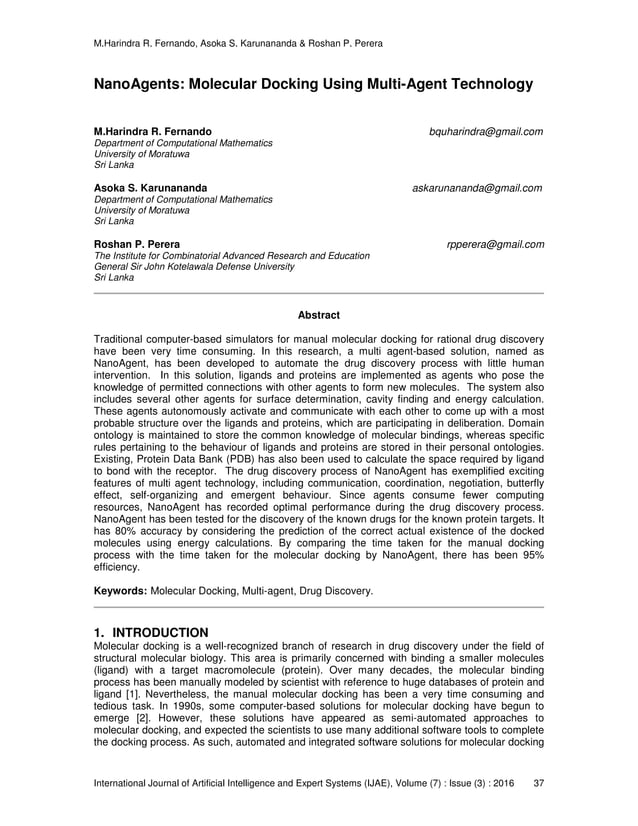 NanoAgents: Molecular Docking Using Multi-Agent Technology | PDF