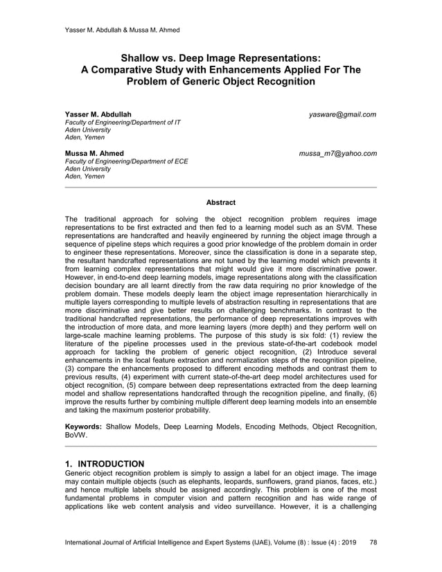 Shallow vs. Deep Image Representations: A Comparative Study with Enhancements Applied For The ...