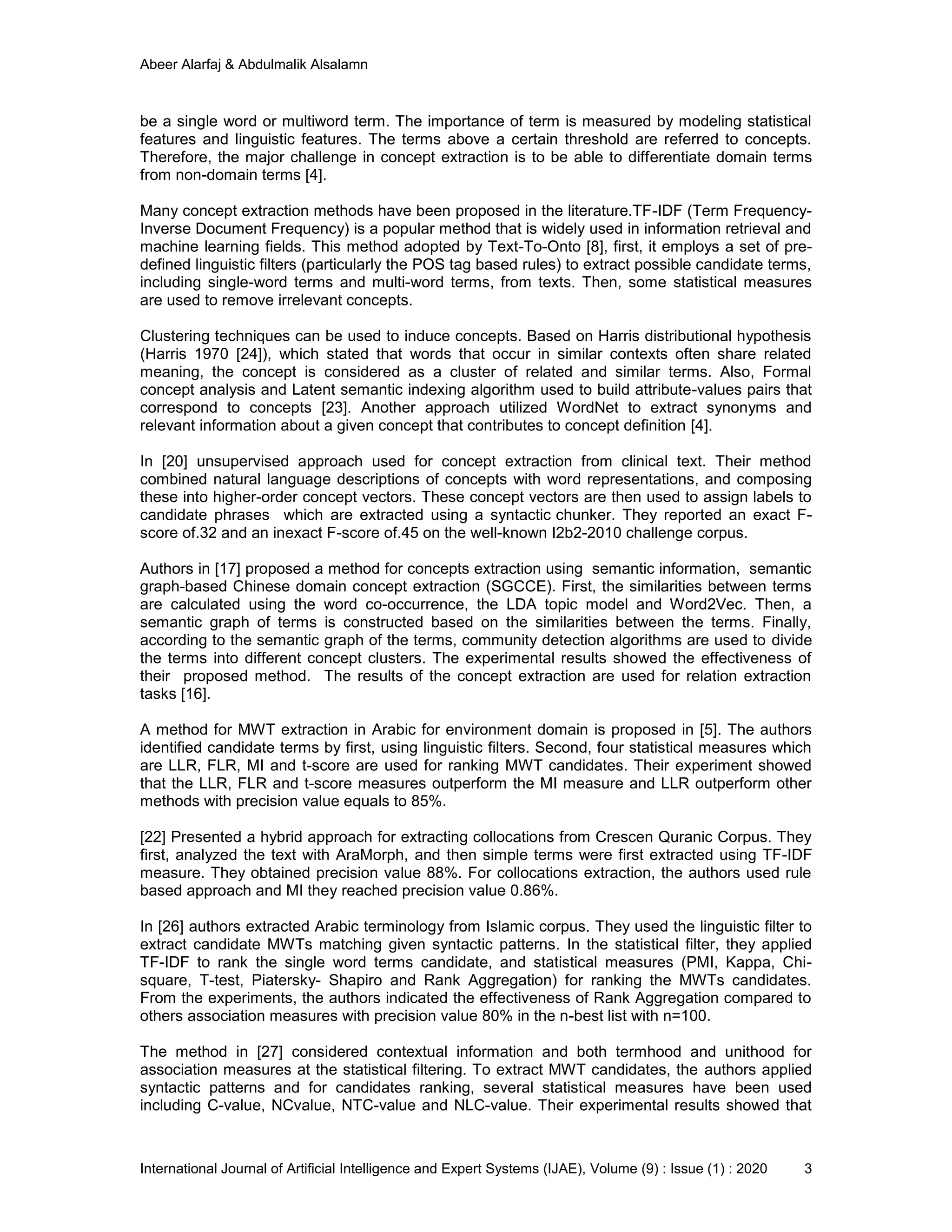 A New Concept Extraction Method For Ontology Construction From Arabic Text Pdf