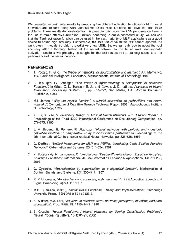 Performance Analysis of Various Activation Functions in Generalized MLP Architectures of Neural ...
