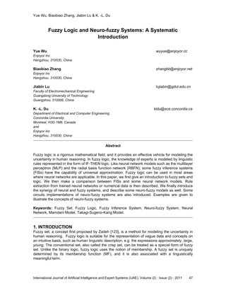 Fuzzy Logic and Neuro-fuzzy Systems: A Systematic Introduction | PDF