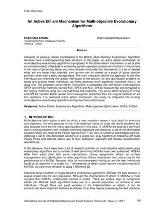 An Active Elitism Mechanism for Multi-objective Evolutionary Algorithms | PDF