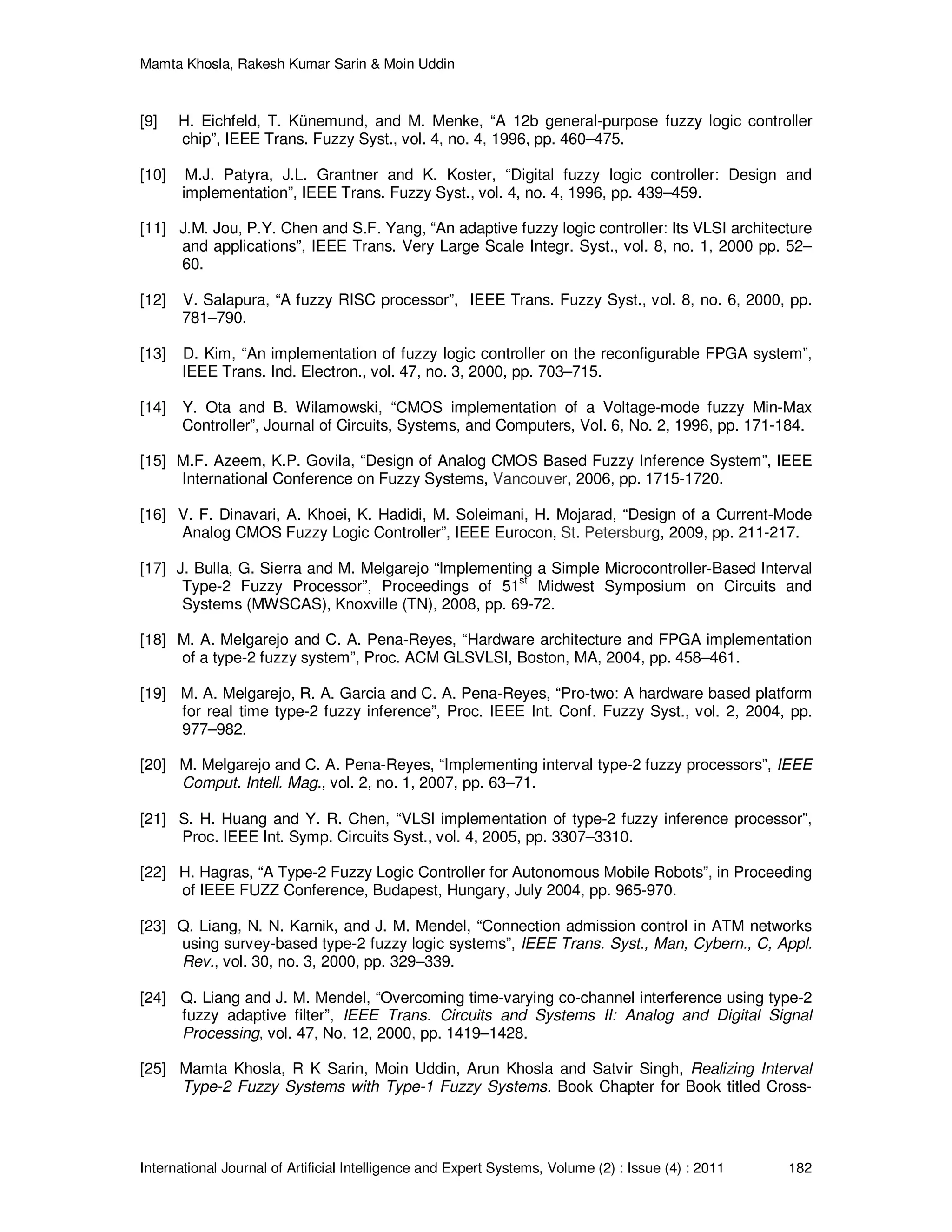 Design Of An Analog Cmos Based Interval Type 2 Fuzzy Logic Controller Chip Pdf Internet Of