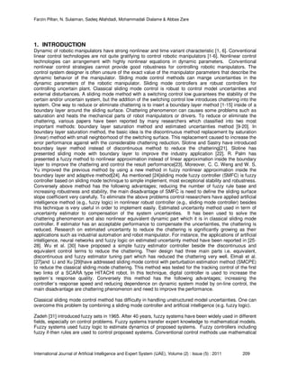 Position Control of Robot Manipulator: Design a Novel SISO Adaptive Sliding Mode Fuzzy PD Fuzzy ...