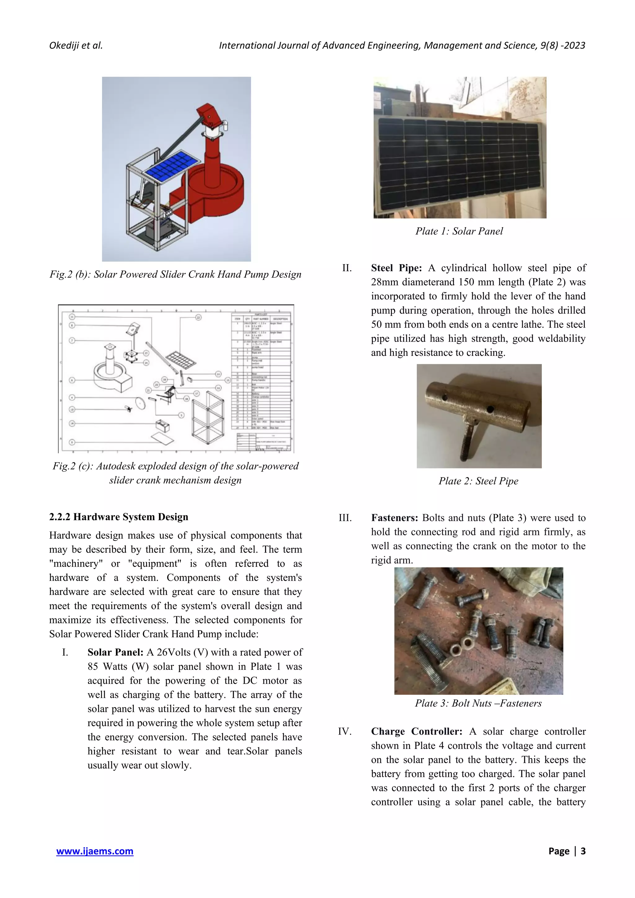 Development of A Solar-Powered Slider-Crank Mechanism for Hand Pump in Rural Areas | PDF