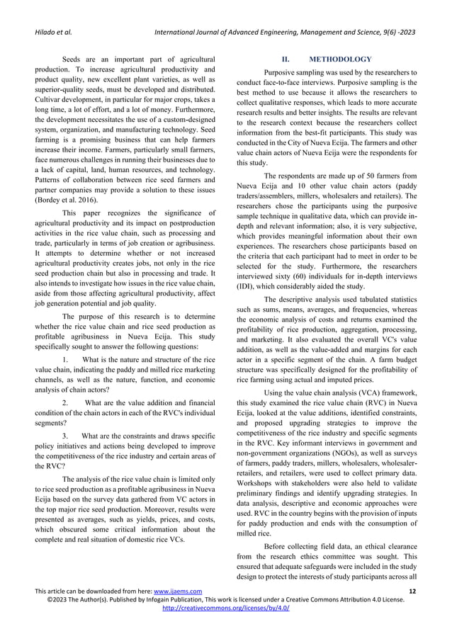 Rice Value Chain Analysis: Rice Seed Production as a Profitable ...