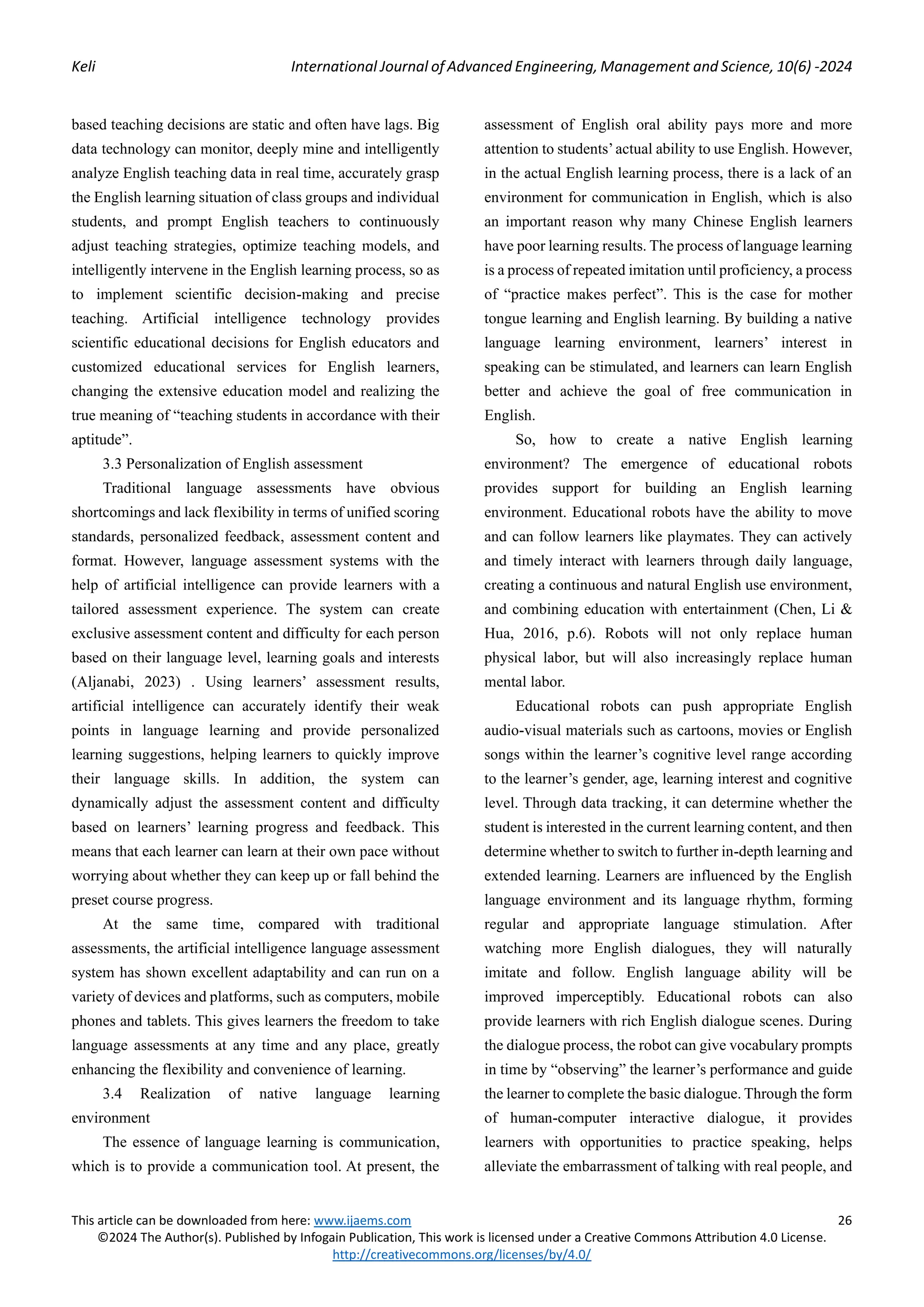 English Education in the Era of Artificial Intelligence in China: Opportunities and Challenges | PDF