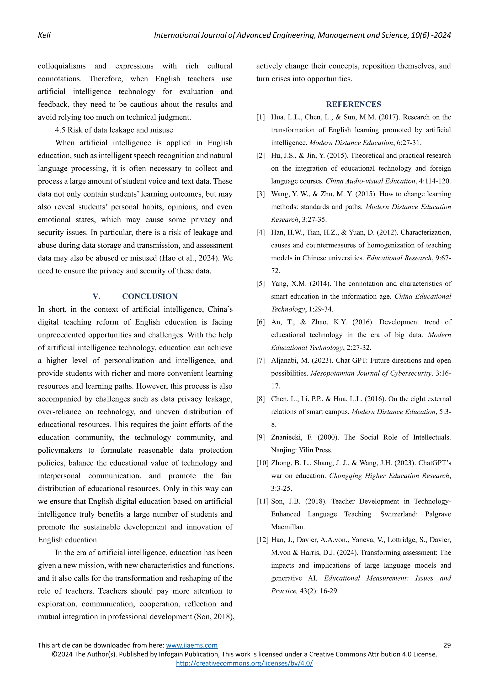 English Education in the Era of Artificial Intelligence in China: Opportunities and Challenges | PDF