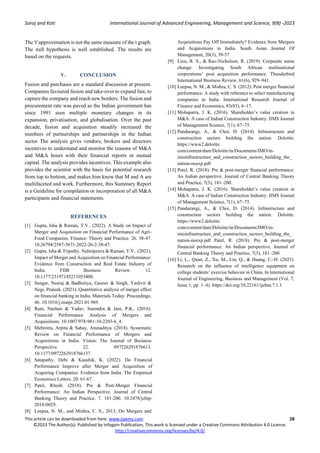 Quantitative Analysis on Financial Performance of Merger and Acquisition of Indian Companies ...