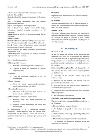 Implementation of 5’S in the warehouse of a construction company | PDF