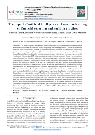 The impact of artificial intelligence and machine learning on financial reporting and auditing ...