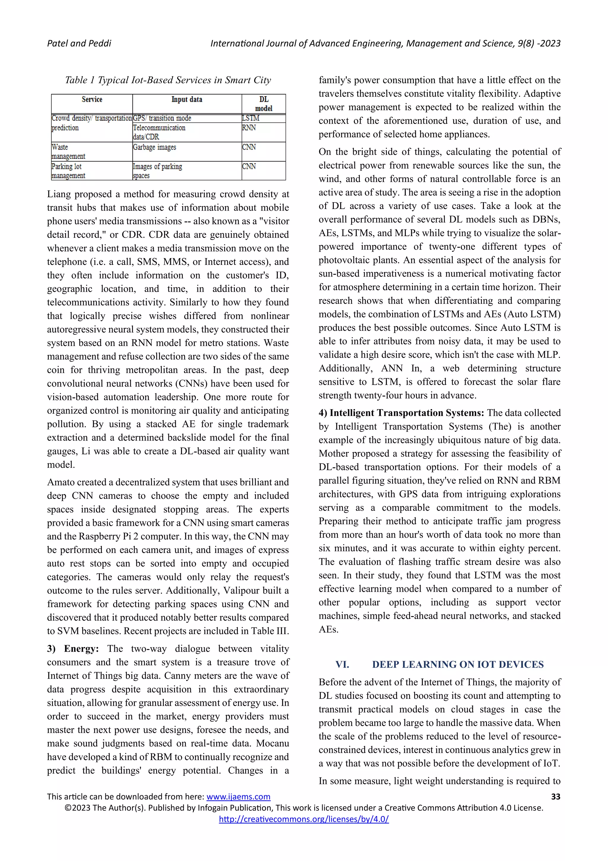 Application and Methods of Deep Learning in IoT | PDF