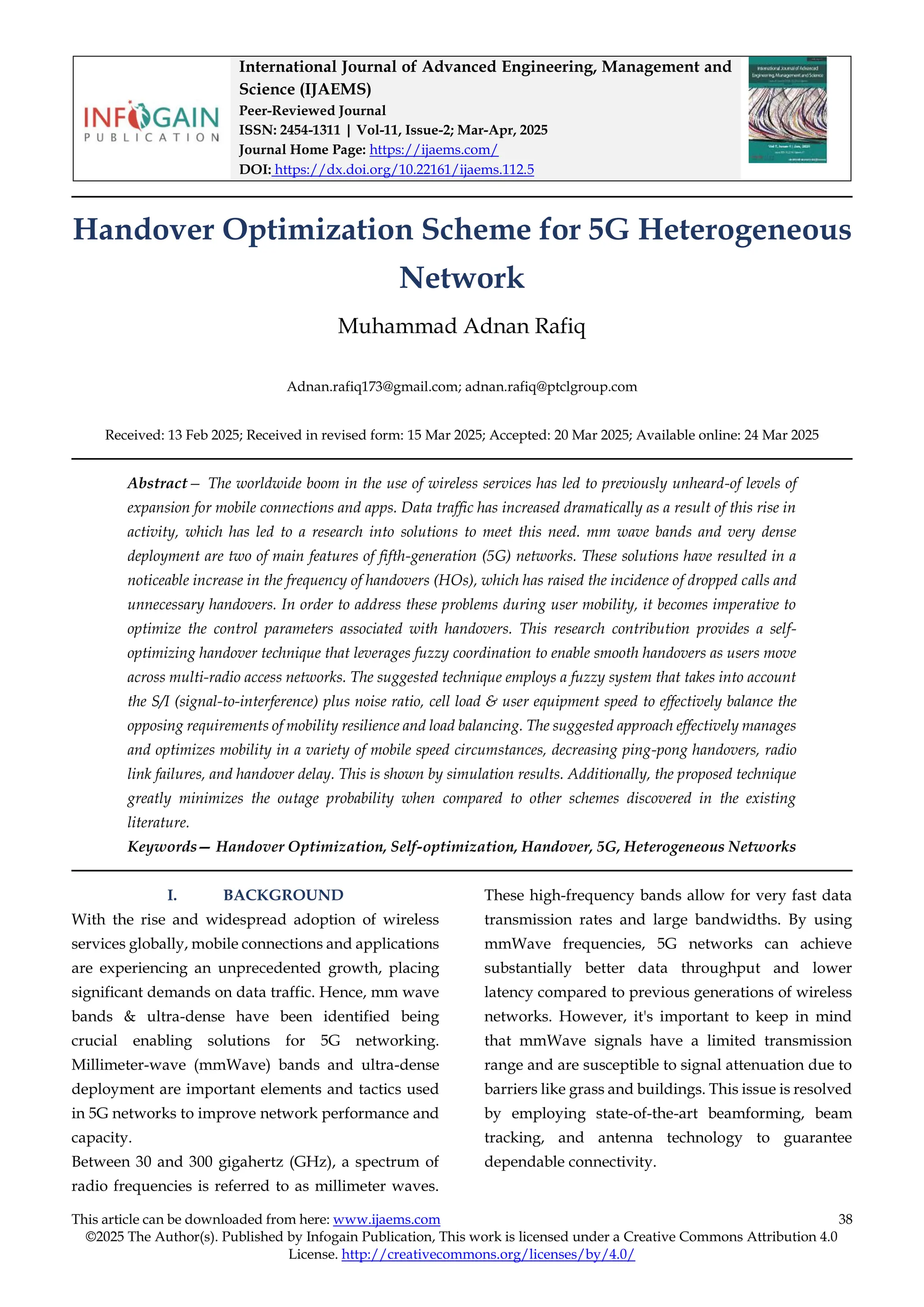 Handover Optimization Scheme for 5G Heterogeneous Network | PDF