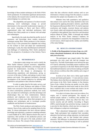 Awareness and Knowledge of Modern Production Techniques Among Walis ...