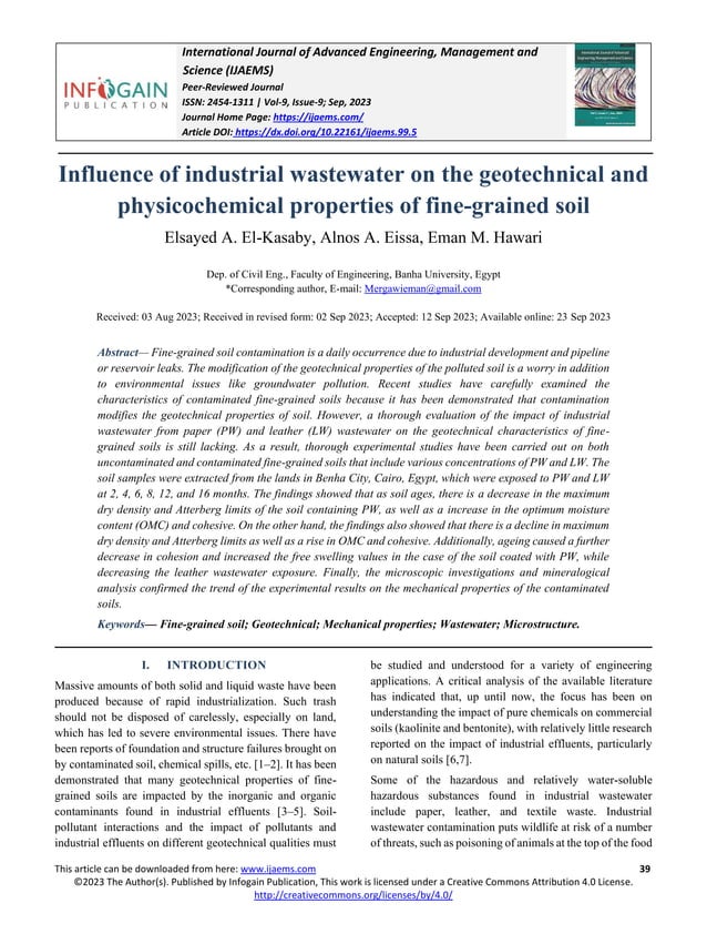 Influence of industrial wastewater on the geotechnical and physicochemical properties of fine ...
