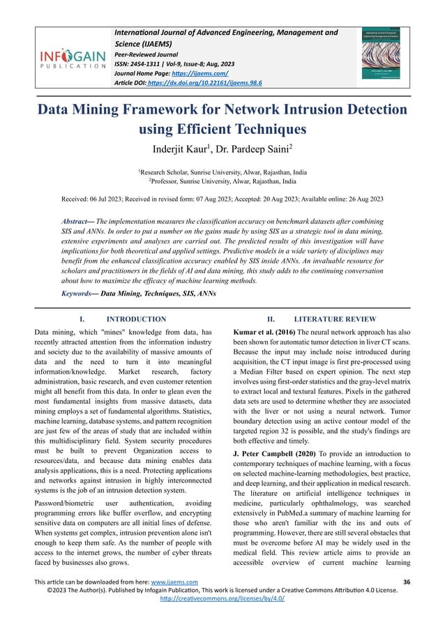 Data Mining Framework For Network Intrusion Detection Using Efficient