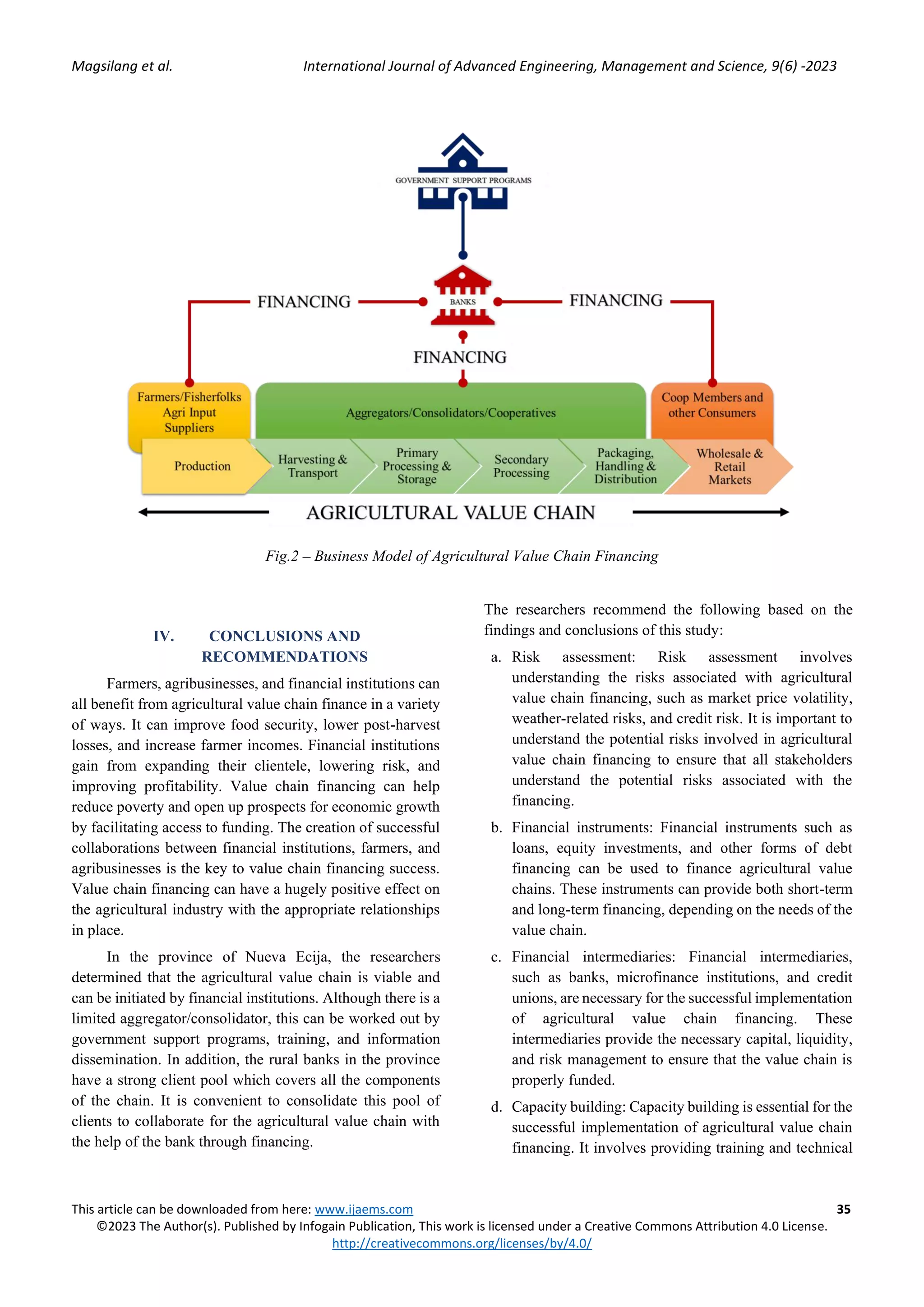 The Viability of Agricultural Value Chain Financing in the Province of ...