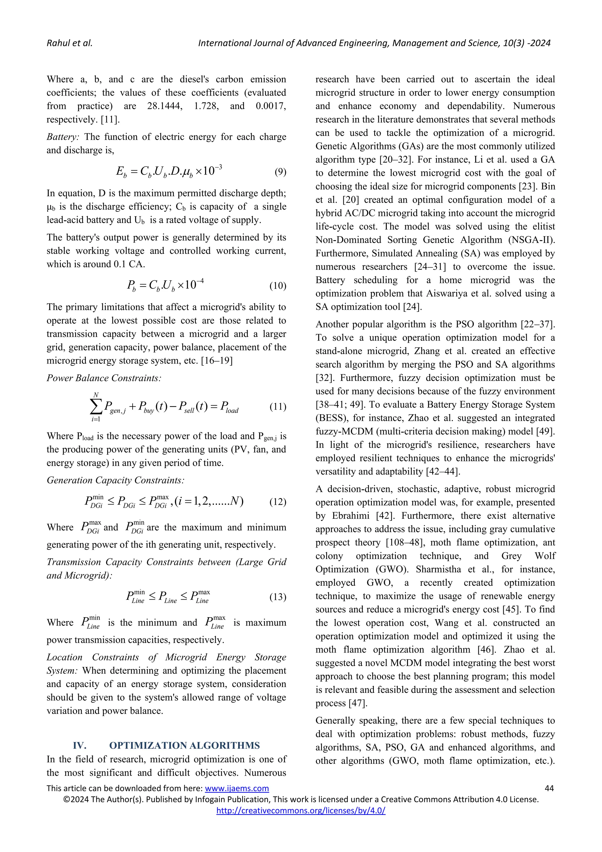 Review on Optimization of Microgrid Using Various Optimization Techniques | PDF