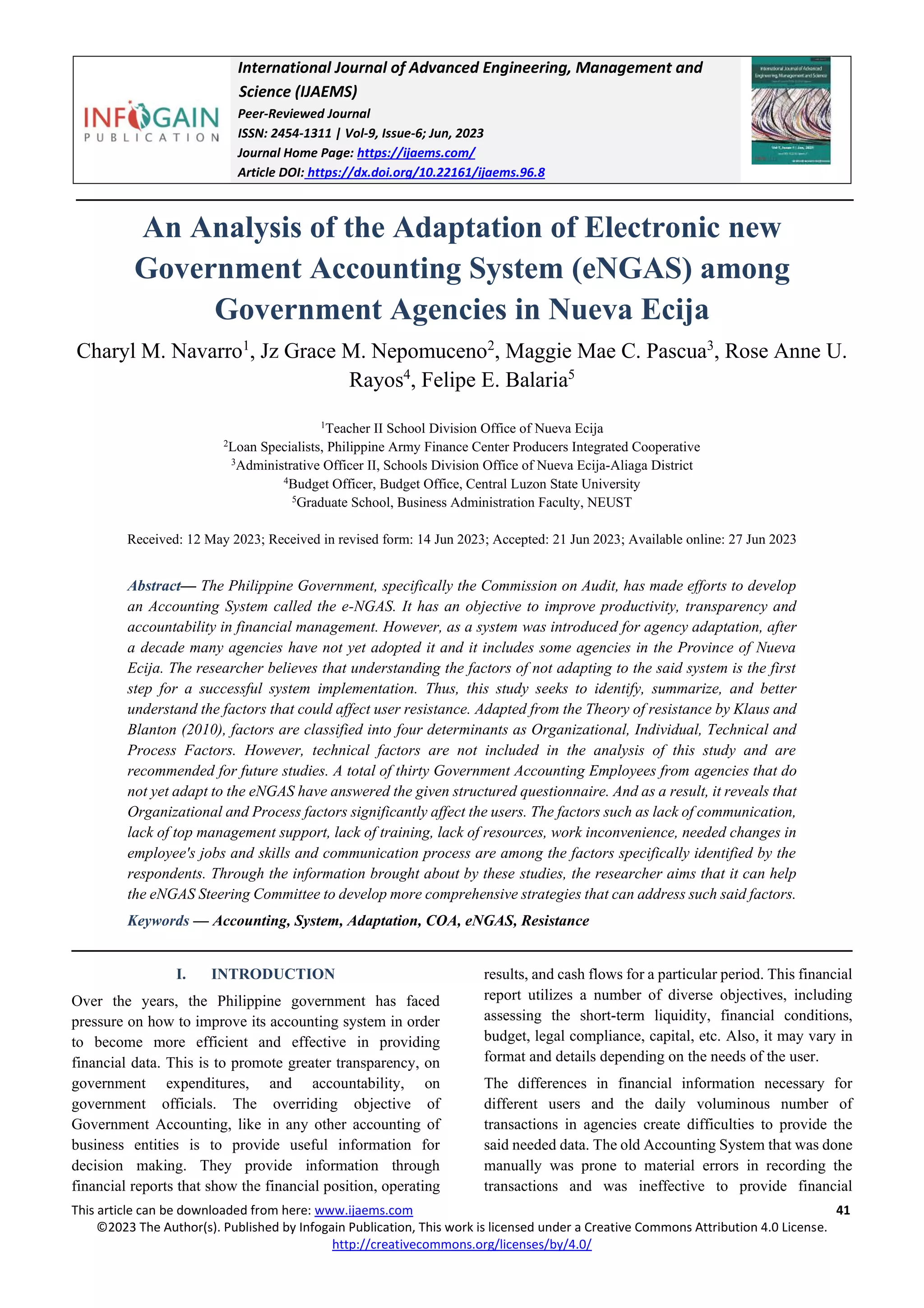 An Analysis of the Adaptation of Electronic new Government Accounting ...