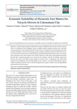 Economic Suitability of Electronic Fare Meters for Tricycle Drivers in ...