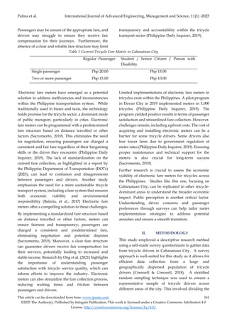 Economic Suitability of Electronic Fare Meters for Tricycle Drivers in ...