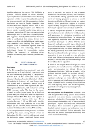 Economic Suitability of Electronic Fare Meters for Tricycle Drivers in ...