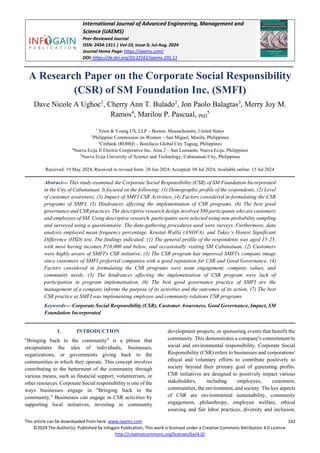 A Research Paper on the Corporate Social Responsibility (CSR) of SM ...