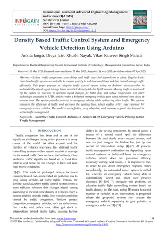 Density Based Traffic Control System and Emergency Vehicle Detection Using Arduino | PDF
