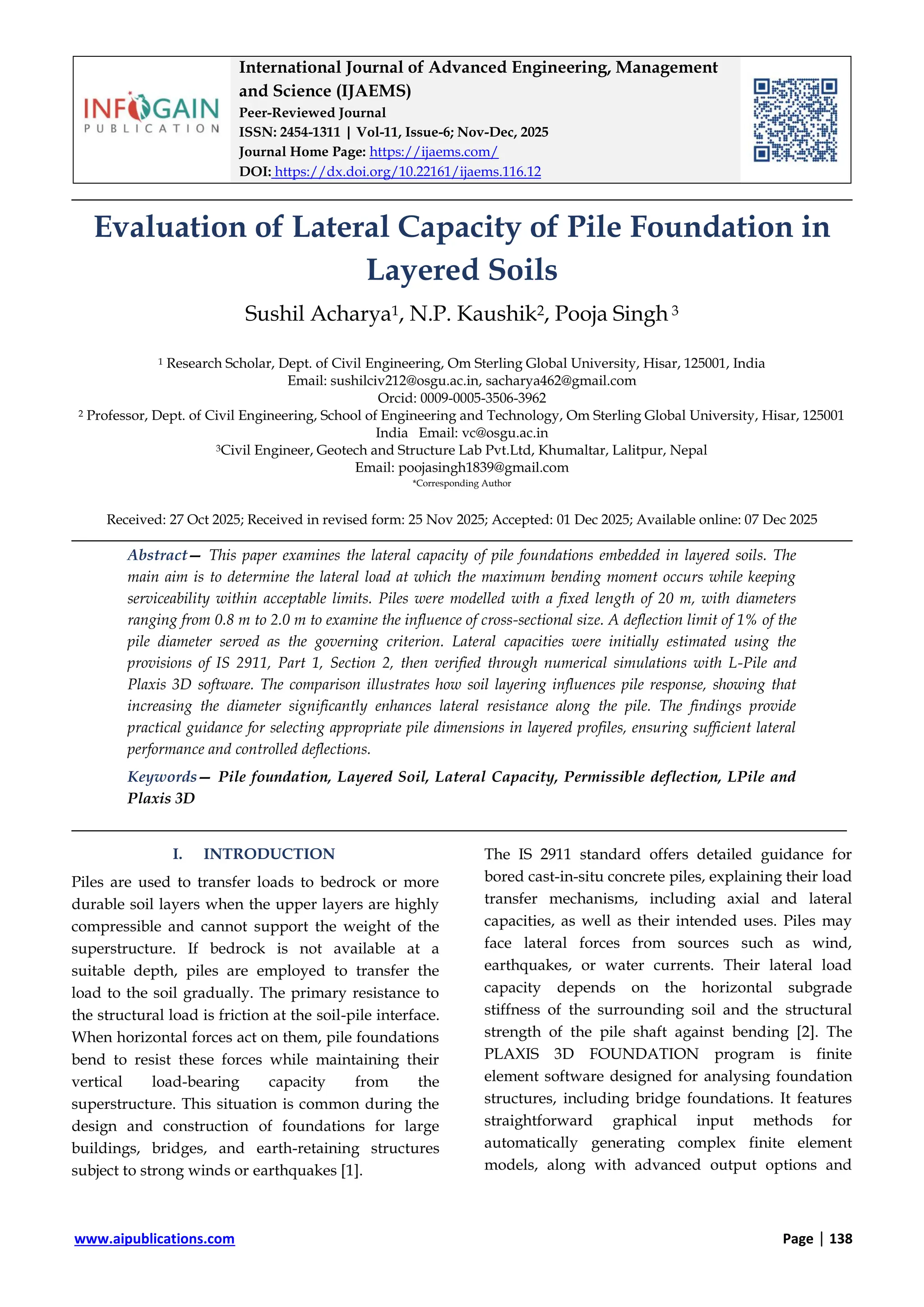 Evaluation of Lateral Capacity of Pile Foundation in Layered Soils | PDF